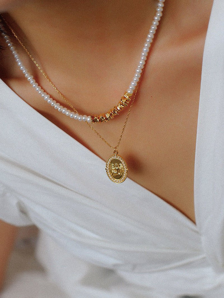 Shattered Gold Mini Pearl Necklace - floysun