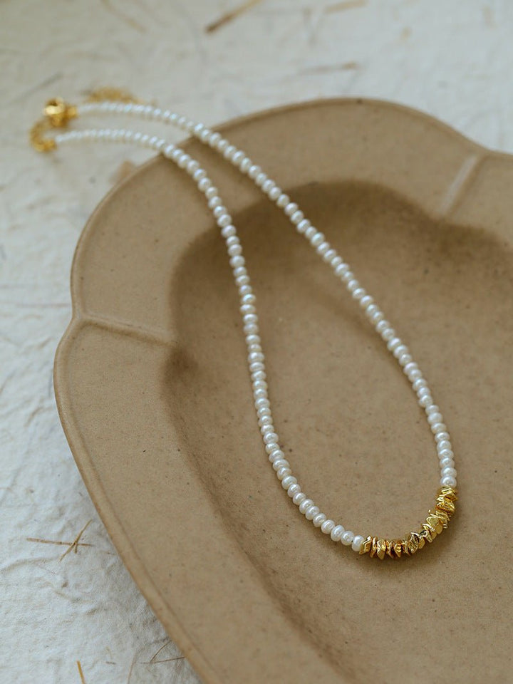 Shattered Gold Mini Pearl Necklace - floysun