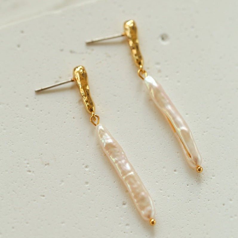 Streamer Toothpick Baroque Pearl Earrings - floysun