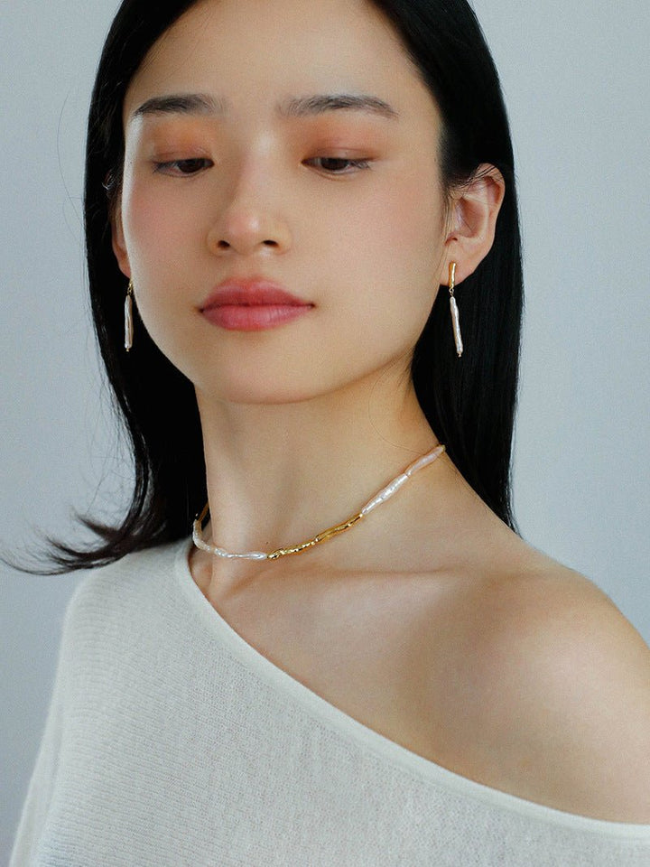Streamer Toothpick Baroque Pearl Necklace - floysun
