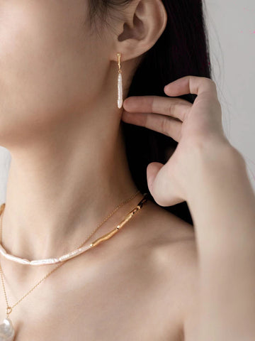 Streamer Toothpick Baroque Pearl Necklace - floysun